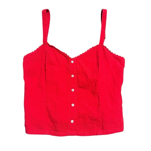 Abercrombie & Fitch | Tops | Abercrombie Fitch Red Smocked Button Front ...